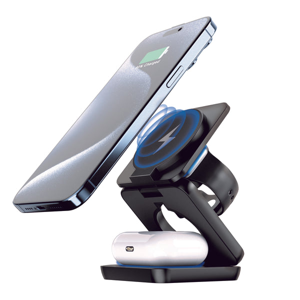 Brookstone Ultra Compact Foldable 3-in-1 Wireless Charging Station ...