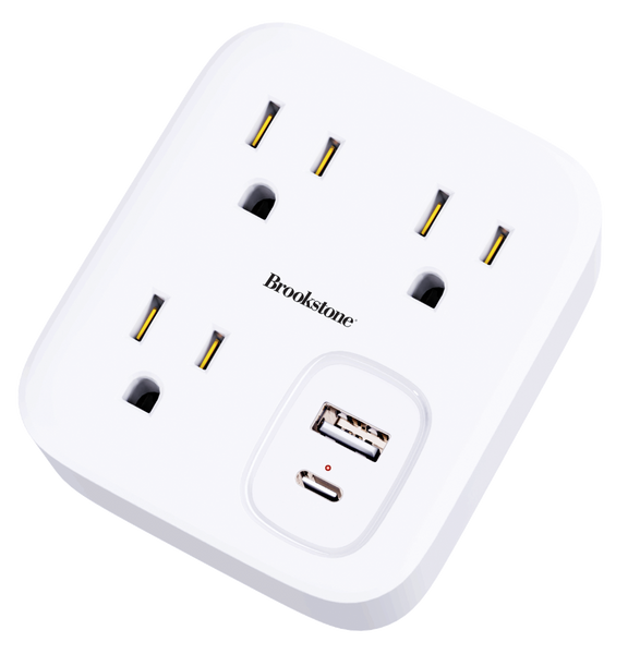 5 Port Surge Protector Wall Plate 3 AC Outlet 1 USB-A & 1 USB Type C P ...