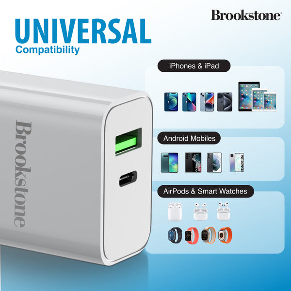 Brookstone PD 20 2 Port Wall Charger- USB-C and USB-A Ports – Gabba Goods