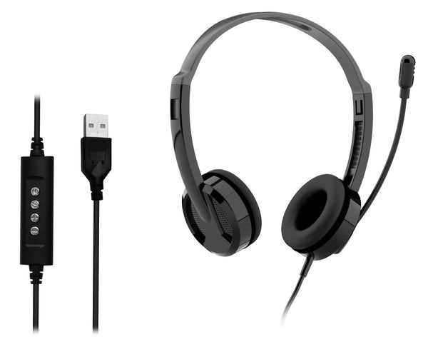 Work From Home USB Teleconferencing Headset with boom mic for all devi ...